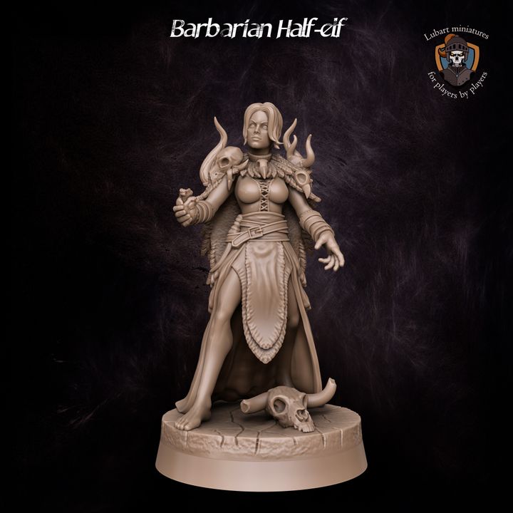 3D Printable Barbarian Half-elf by Lubart Miniatures